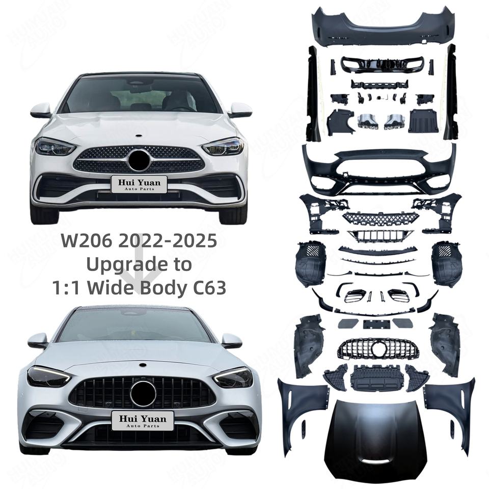 Car Body Kits Normal Version for Benz C Class W206 Upgrade C63 Widebody ...