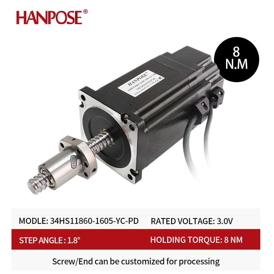 HANPOSE 6A 3V Ball Screw Stepper Motor Nema34 34HS11860-1605-YC-PD 1.8 ...
