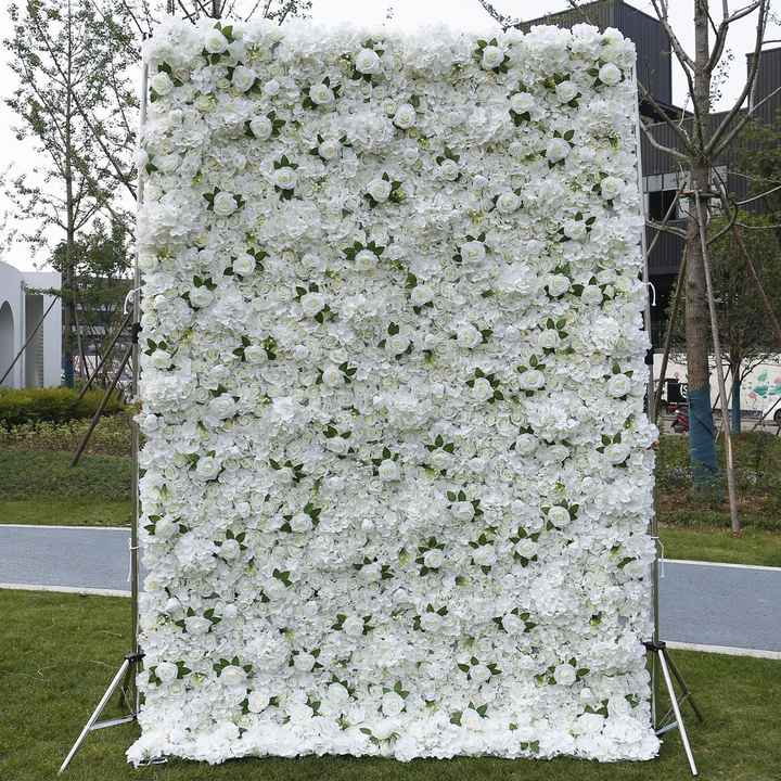 Custom 5D Flower Wall Backdrop Roll up White Flower Wall Panel Backdrop ...