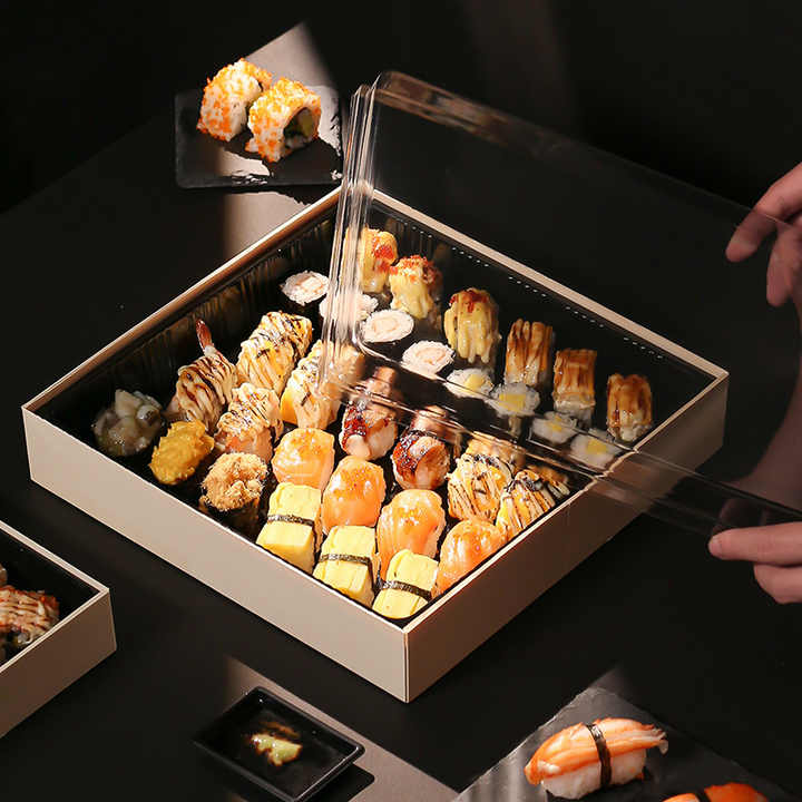 Recyclable Wooden Sushi Boxes - Customizable & Logo Printing