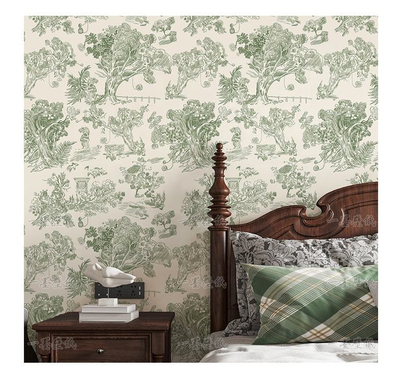 French Jungle Waterproof Household Bedroom Light Luxury Retro Murals ...