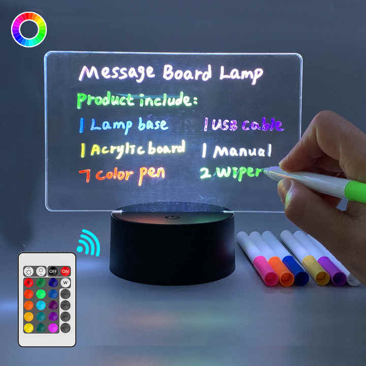 Message Board Lamp With 7 Colors Erasable Markers Rewritable Light ...