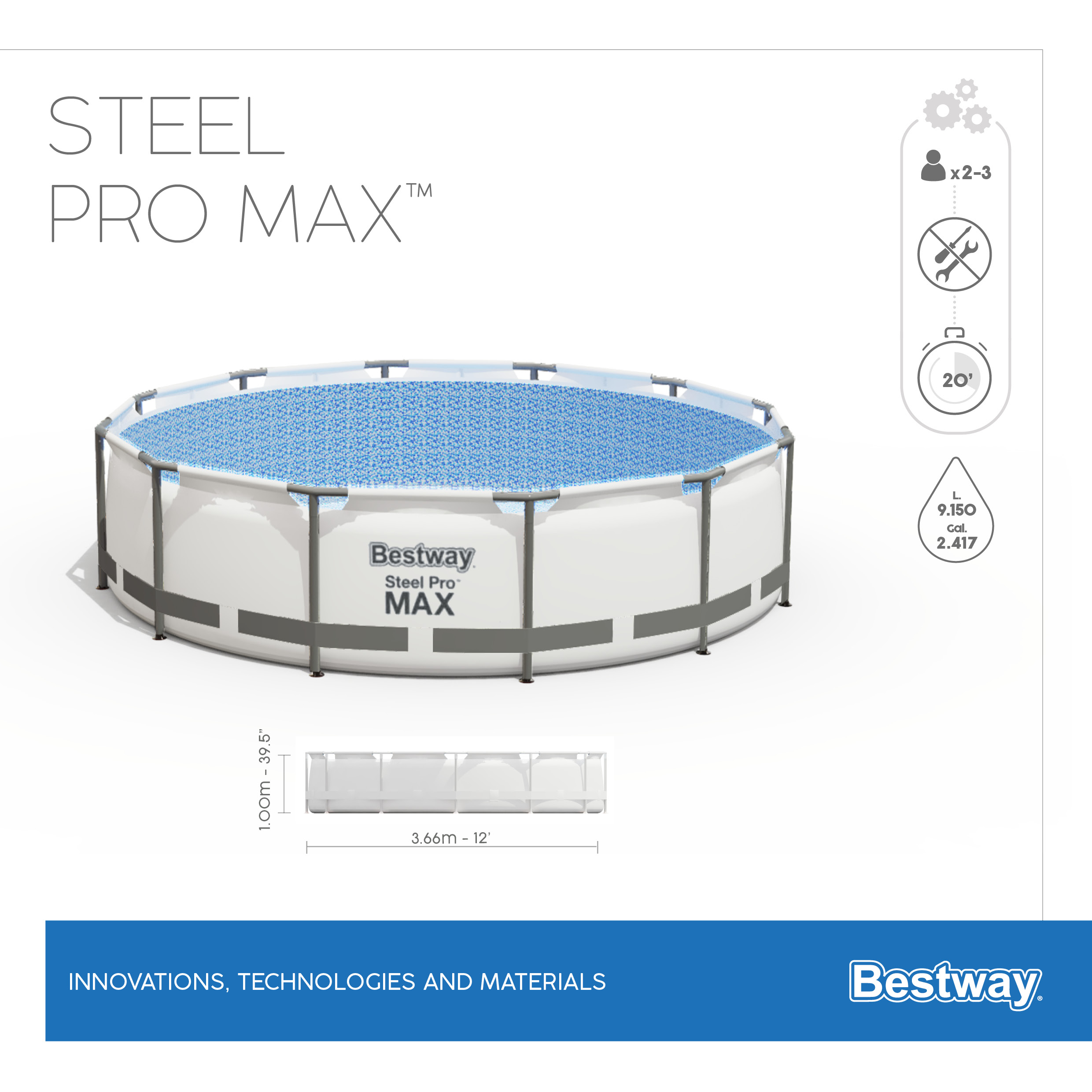 Swimming Pool - Family Size Above Ground with Filter Pump