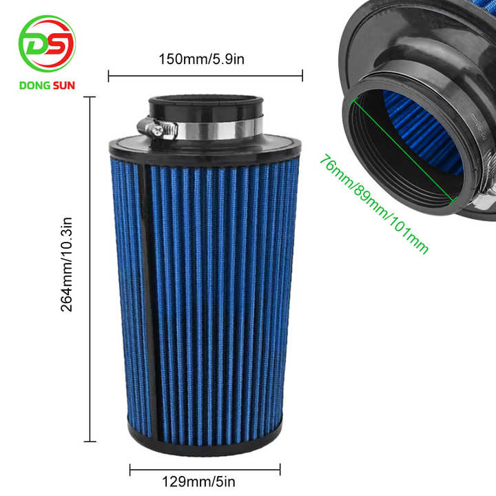 High Flow Car Air Filter Universal 3" 3.5 4" Cone Cold Air Intake ...