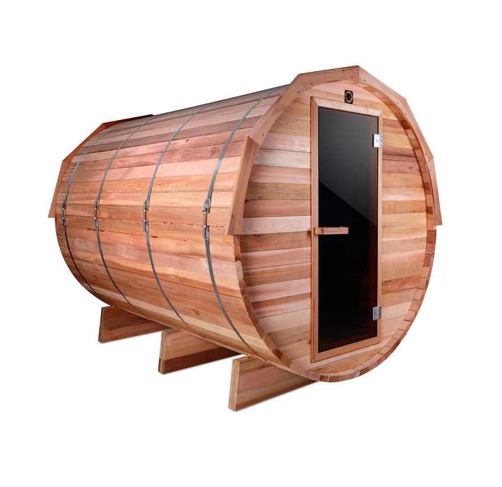 Traditional Saunas Barrel Sauna Room with Panoramic Glass