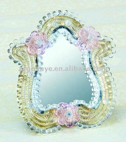 European Style Fancy Decorative Mirror Table Pink Wavy Mirror Desktop ...
