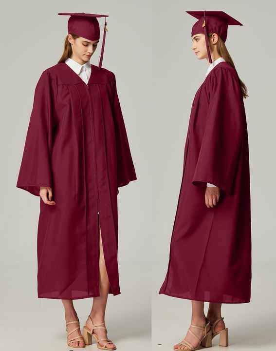Wholesale 2025 Unisex Maroon Graduation Cap and Gown Set