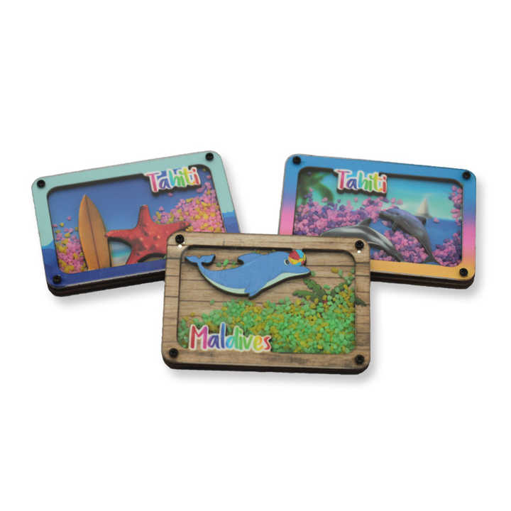 Custom Wood Magnet - Fiji Maldives Tahiti Tourist Souvenir