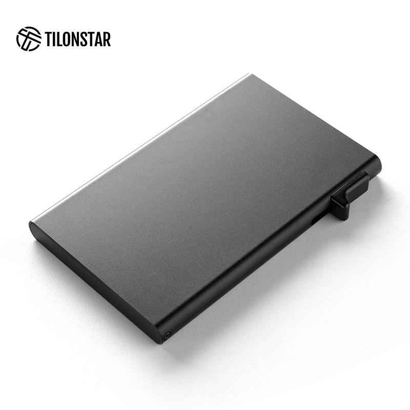 TC101 Custom Logo Men Slim Minimalist Aluminum Pop up Cards Case ...