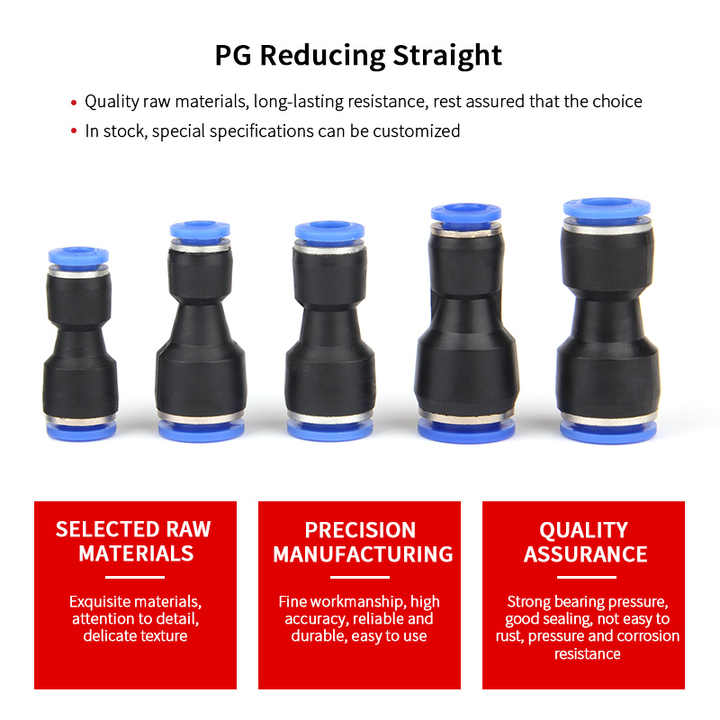CUSTOM PU Pneumatic Push to Connect Fitting 3/8" X 3/8" Tube OD ...