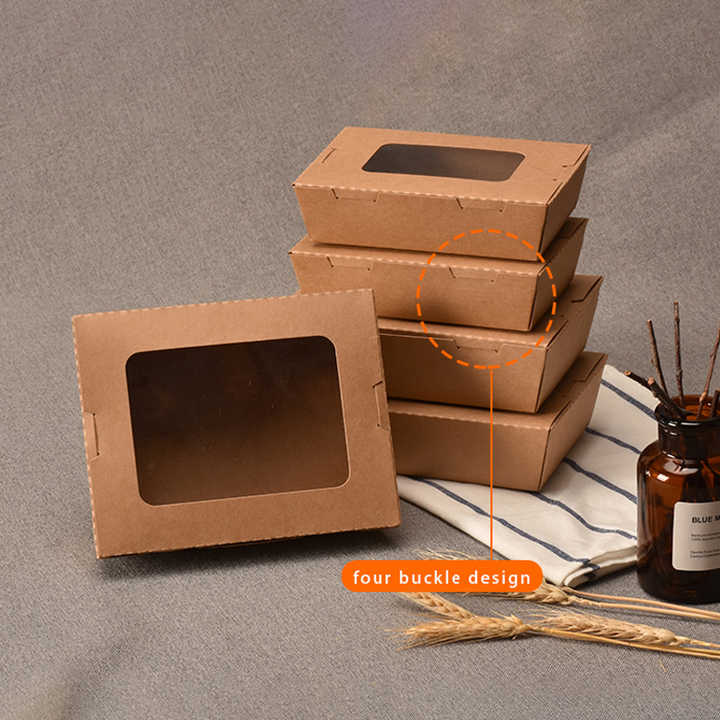 Takeout Recyclable Brown Kraft Paper Meal Box With Window 54oz ...