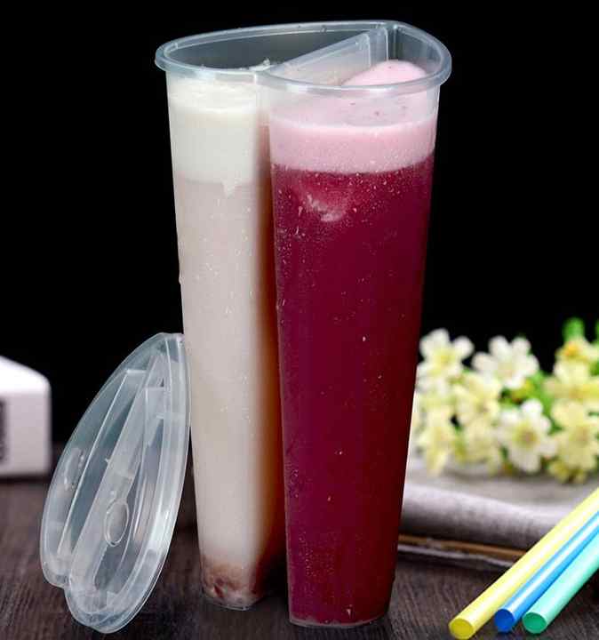 XYA Disposable Plastic Milk Tea Cup Thickened Share Cup Couples Heart ...