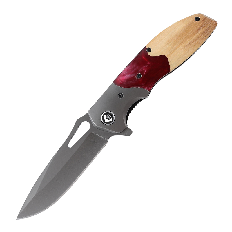 2025 Customizable Steel Blade Epoxy Resin Wood Handle Knife