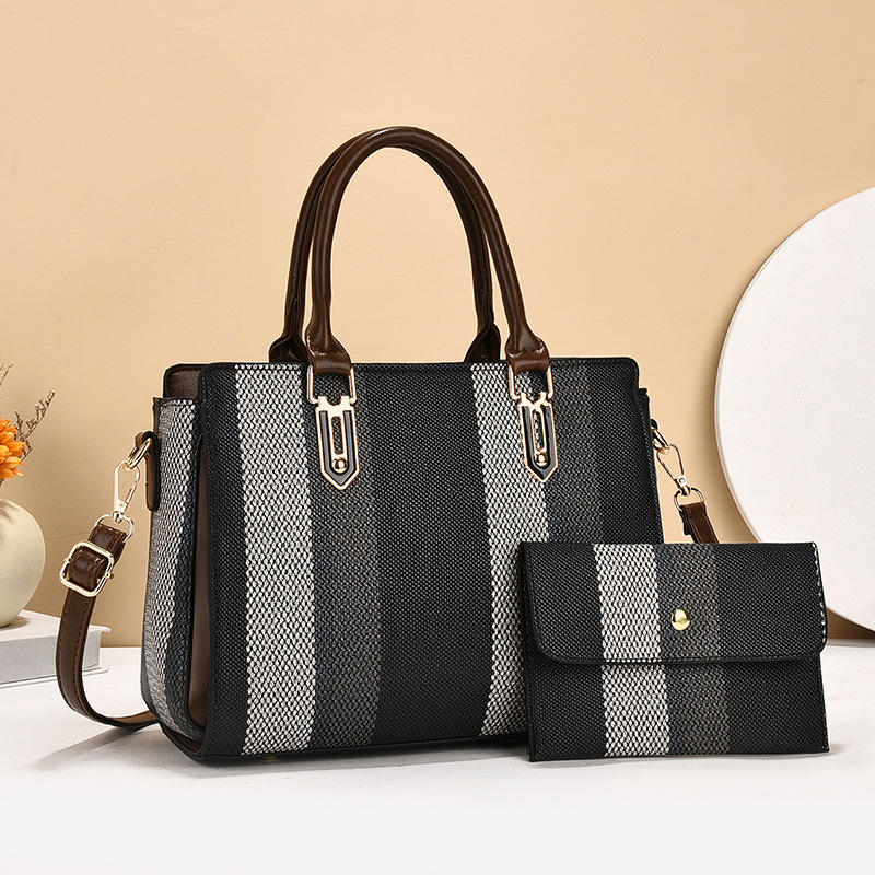 Wholesale Newly Fashion Color Contrast Canvas Tote Shoulder Bags Women ...