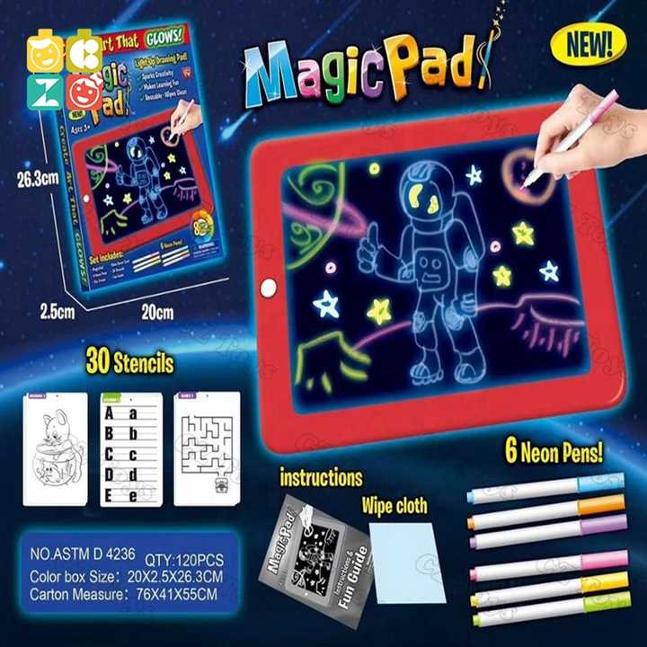 Magic Drawing Toys Board Children Clipboard Fluorescence LED Writing ...