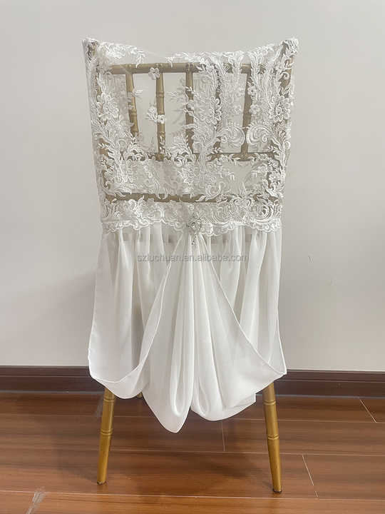 Fancy Lace Chair Cover Wedding White Chiffon Wedding Chair Covers Party ...