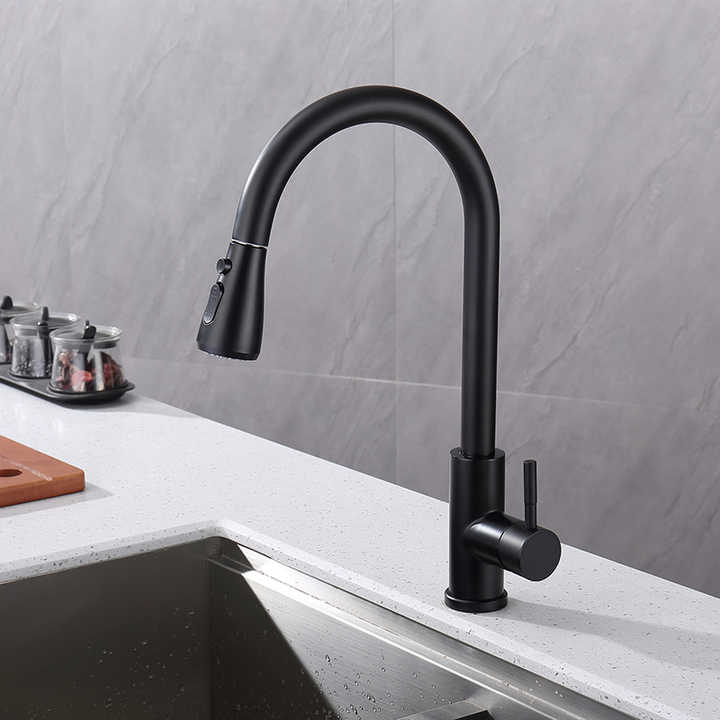 Commercial Long Neck Water Saving Stainless Steel Pull Out Kitchen Taps ...