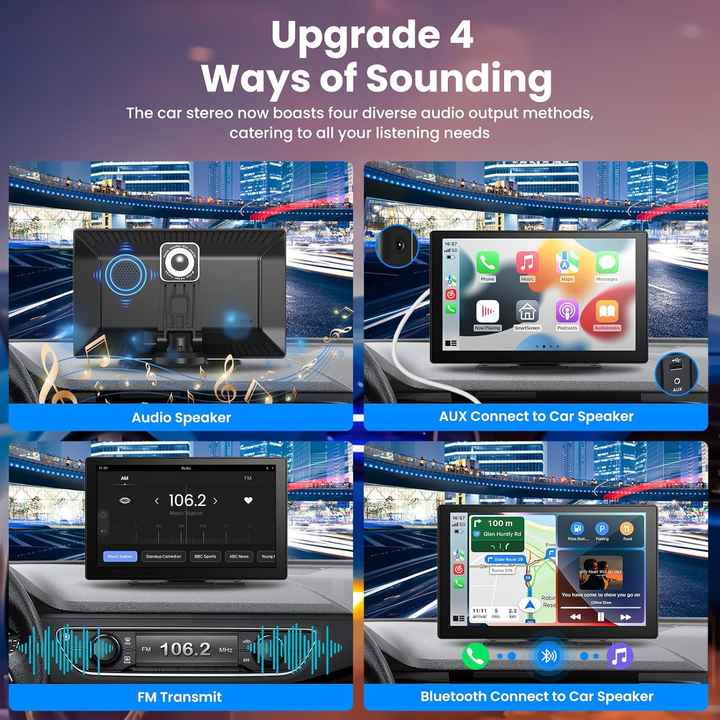 9 Inch Car Screen Wireless Android Auto CarPlay HD IPS Touch Screen for ...