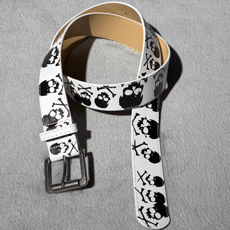 Euro American Graffiti Hip Hop Belt Unisex Niche Design White Simple ...