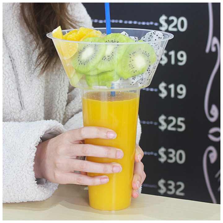 PP Take-out Drinking Cup Plastic Cola Cup With Snack Bowl Holder ...