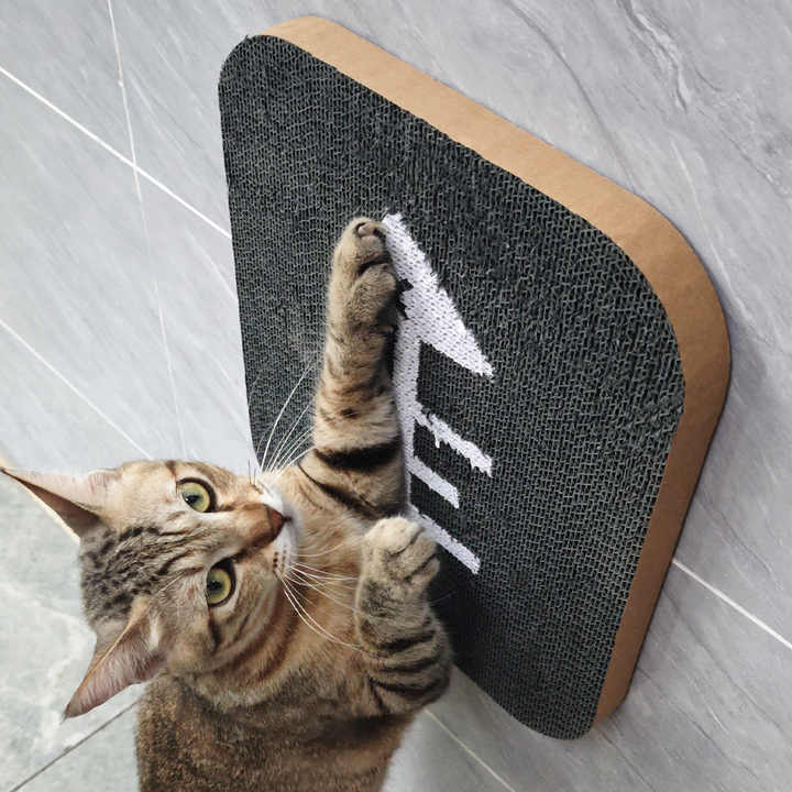 Fish Bone Grey Cat Scratcher Wall Mount Vertical Freestanding Cat ...