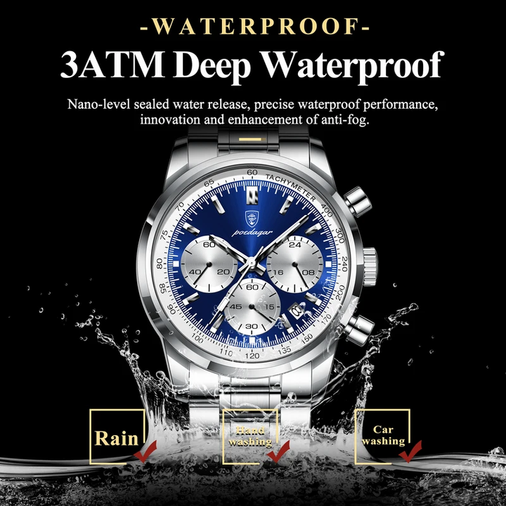 Poedagar 921 Luxury Stainless Steel Men's Watch - Waterproof & Luminous