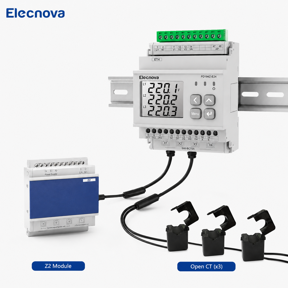 Three Phase Multi Circuit Power Meter Modbus TCP Energy Meter for Data ...