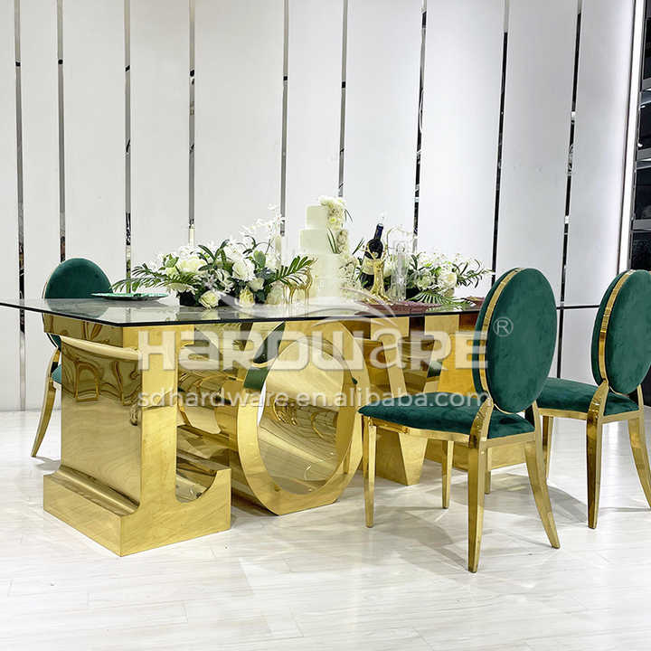 Luxury Fancy Dining Table - Love Letter Shape & Metal Legs