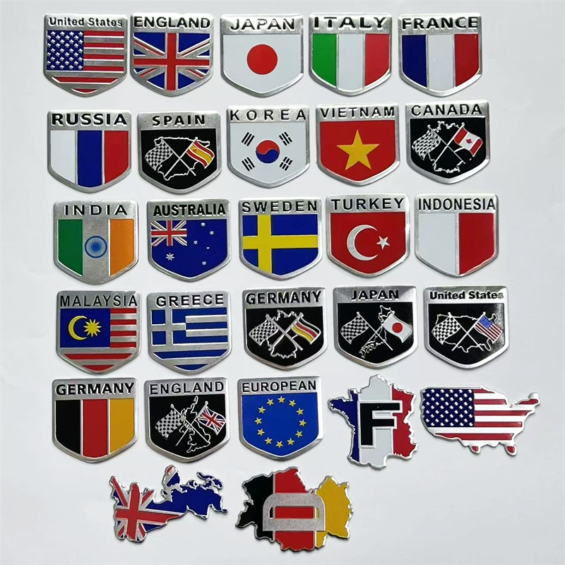 Custom Aluminum Car Flag Emblems for Vehicle Modification ...