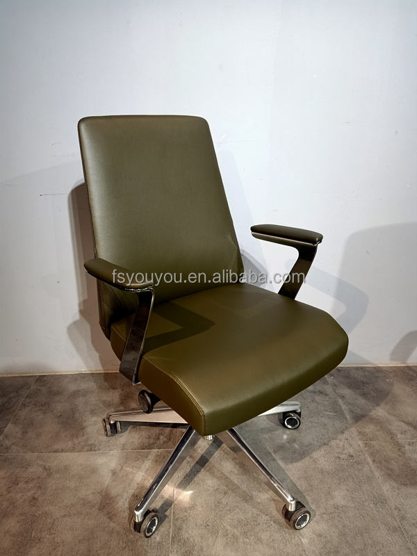 YOUYOU Modern Executive Office Chair Fixed Chromed Armrest Synthetic ...
