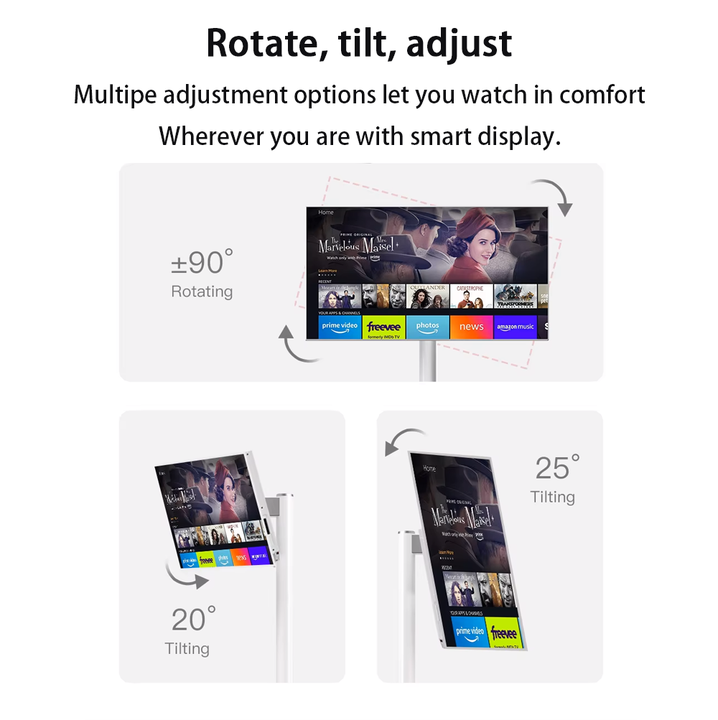 Portable 32-Inch Android 13 Smart LED TV HD Flat Screen with White ...