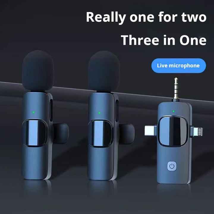 Best Quality Professional K15 3-in-1 Wireless Lavalier Microphone Dynamic Microphone with Type C ...