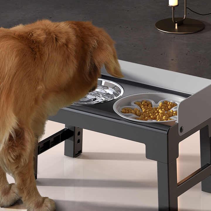 Pet Lifting Bowl Anti-overturning Dog & Cat Bowl with Solid Pattern ...