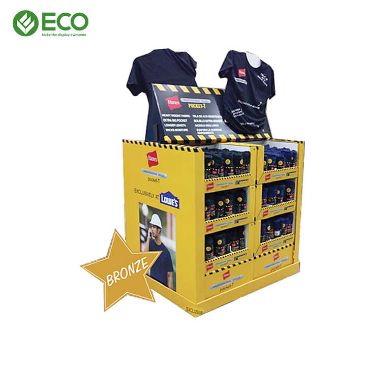 T-shirt Corrugated Cardboard Display Racks Clothing Shop Pallet Display ...