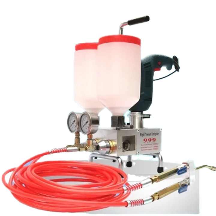 High pressure double liquid polyurethane foam/epoxy concrete crack ...
