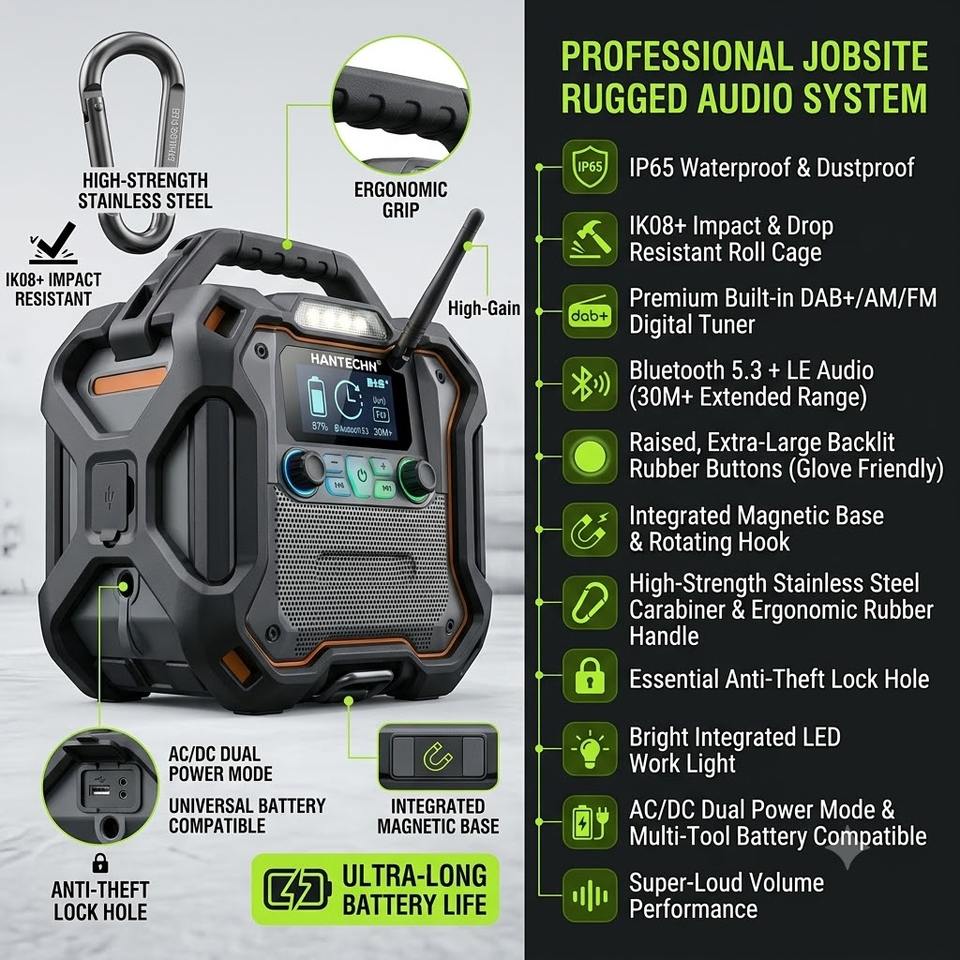 Durable Digital Audio Broadcasting High Gain Antenna Jobsite Radio for ...
