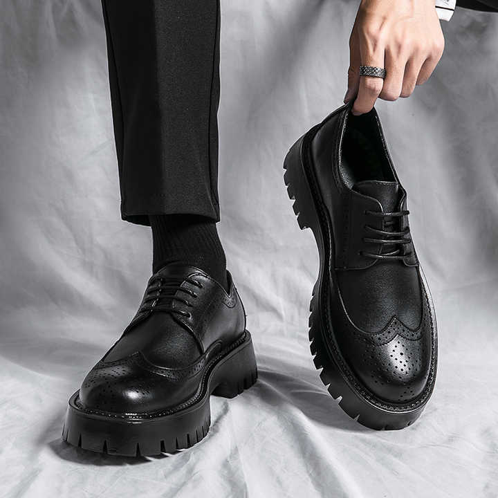 Men's Office Business Casual Leather Shoes with Lace-Up Dress Shoes ...