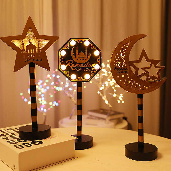 2024 New Moon Light Lamp Muslim Kids Gift Crafts Ramadan Lantern Eid ...