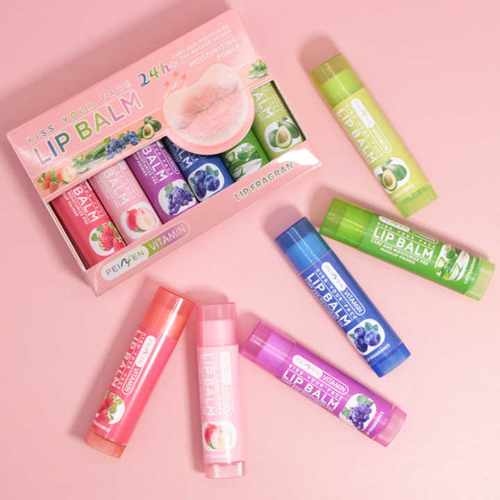 6 Flavors Lips Care Moisturizing Lip Balm Bulk Natural Fruit Lip Balm ...
