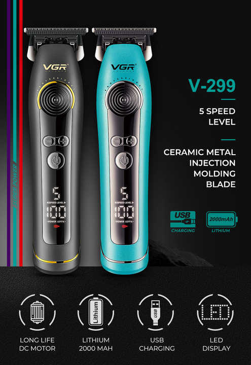 VGR V-299 Ceramic Blade 9000RPM Motor Hair Clippers Salon Professional Hair Trimmer Cordless for ...