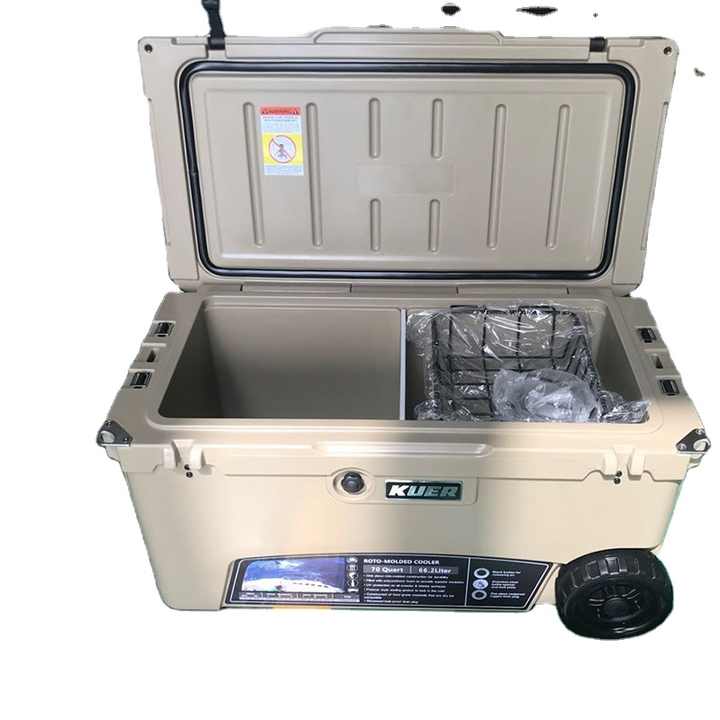 Top Selling Large Size 70QT Wheeled Ice Chest Fishing Cooler Box