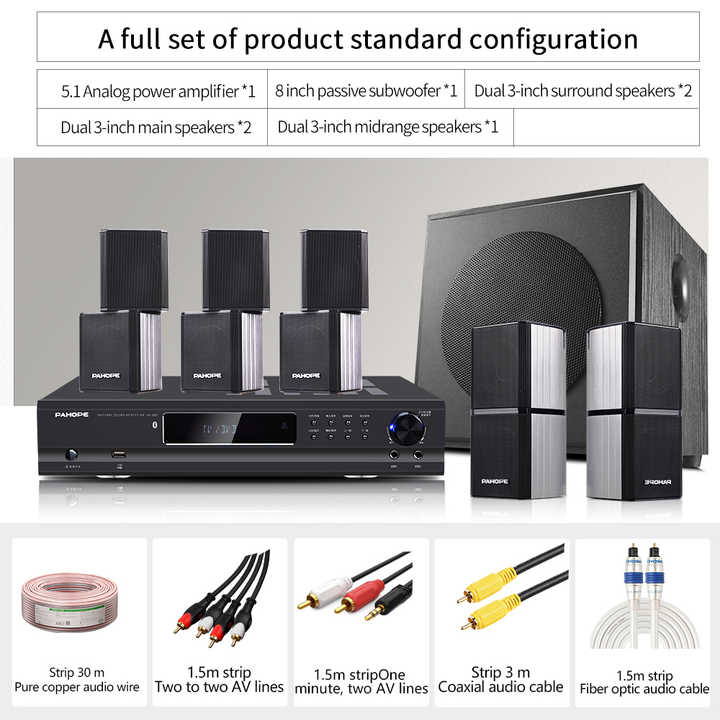 Mini 5.1 Home Theater Sound System 3D surround USB/TB/Fibra/Coaxial 5.1 ...