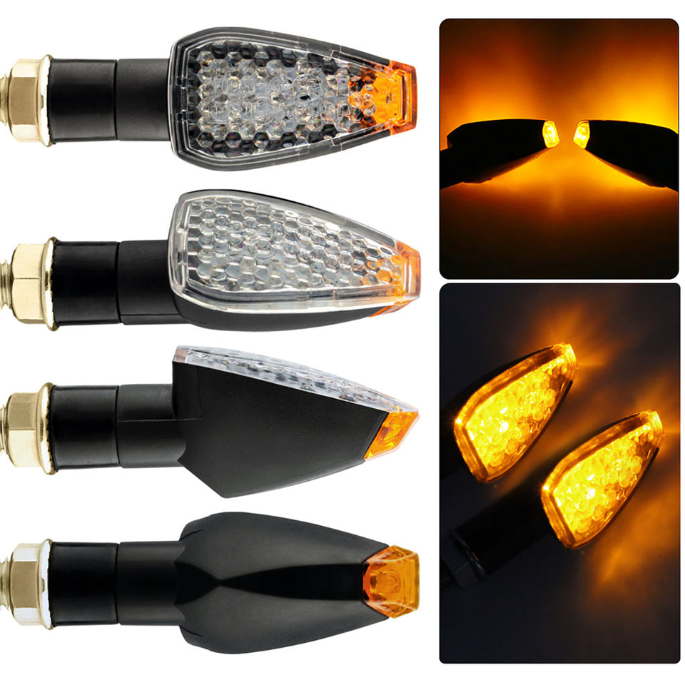 12V Mini Led Motorcycle Turn Signal Light Amber Motorbike Blinker Lamp ...
