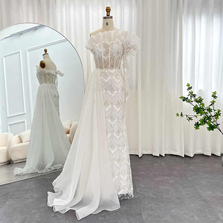 Sharon Said SS370 Luxury Dubai Coral Scalloped One Shoulder Mermaid ...