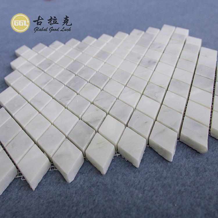 Modern White Marble Stone Mosaic Tile 10mm Thick Rhombus Design for ...