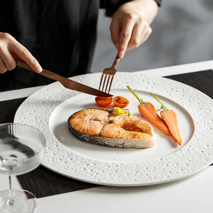 Modern Pure White Ceramic Steak and Pasta Flat Plate Sustainable ...