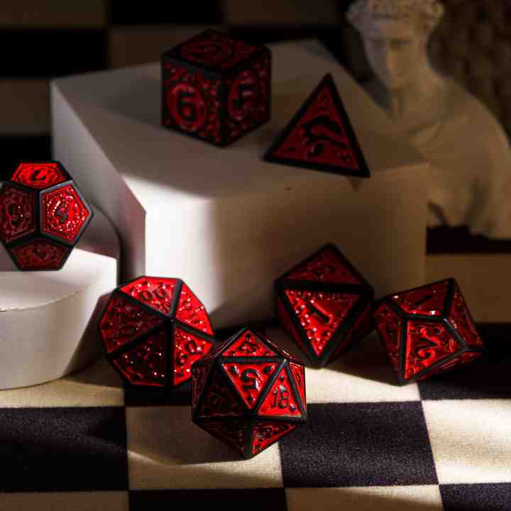 Udixi Vibrant Hand Paint Ink Acrylic Dice, 7-Piece Acrylic Dice Set for ...