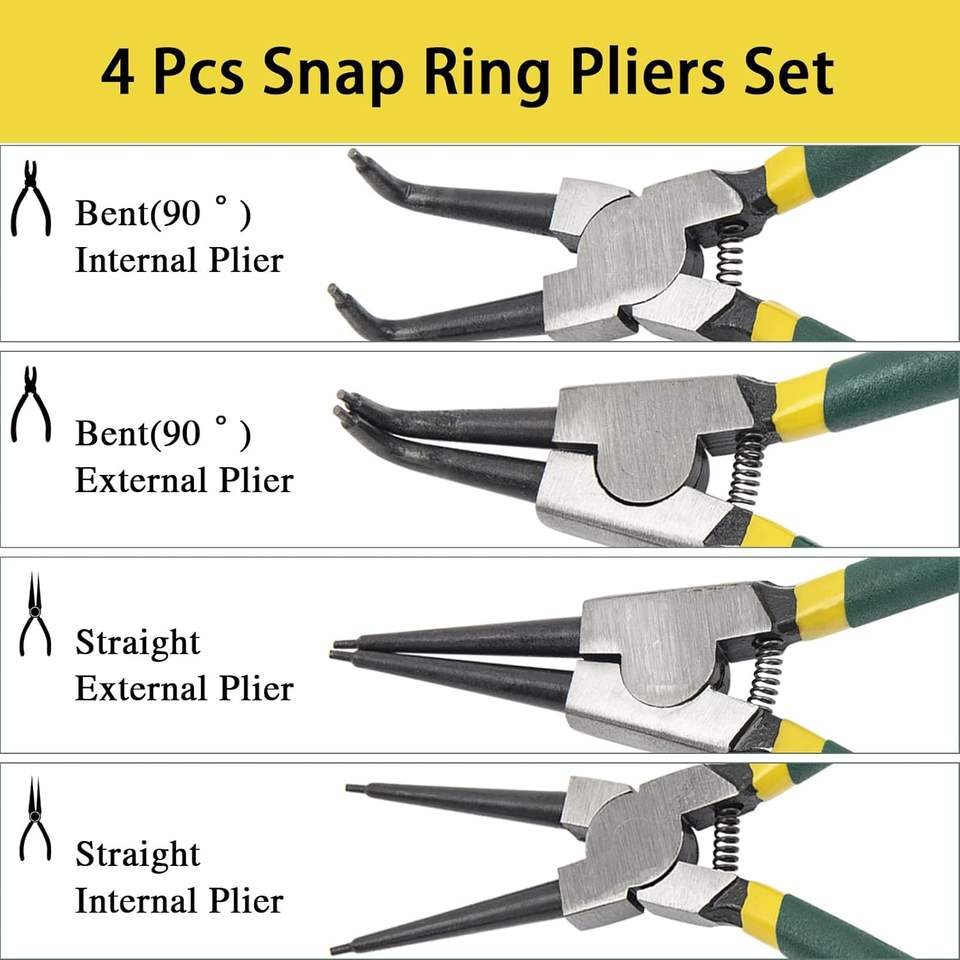4 PCS Snap Ring Pliers Set with Storage Case - 7 Inch Kit