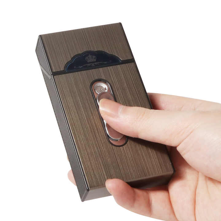 Luxury Cigarette Case with Electric Lighter - 20pcs Capacity