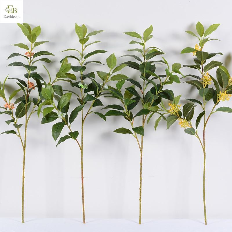 High Quality Real Touch Latex Artificial Osmanthus Yellow White Flowers ...